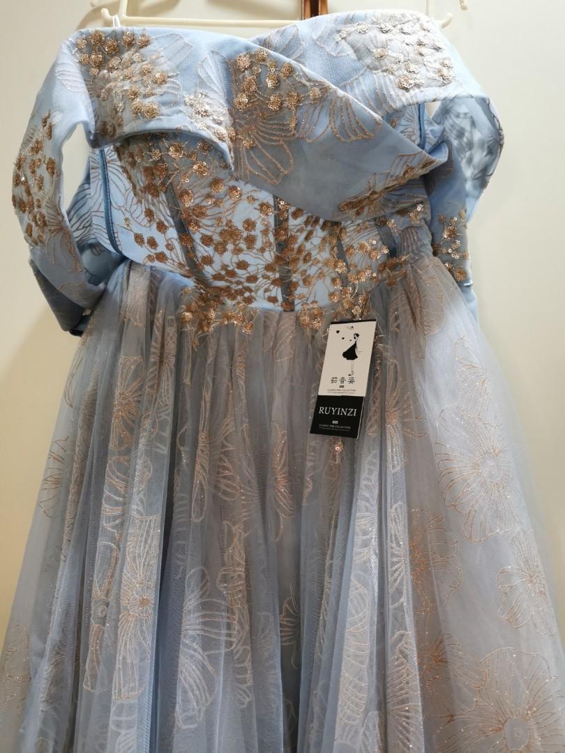 Light blue dinner gown bridal wear, Women's Fashion, Dresses & Sets ...