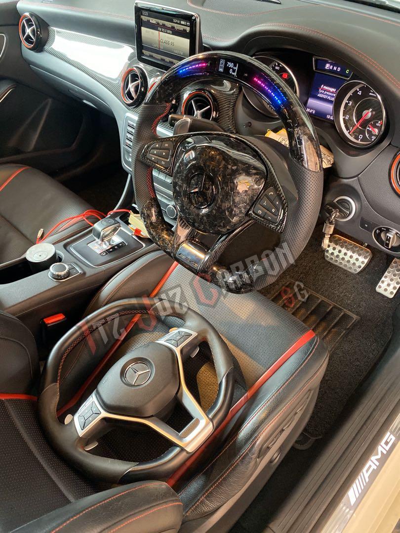 Mercedes CLA45 W117 Forged Carbon fibre led AMG steering wheel, Car ...