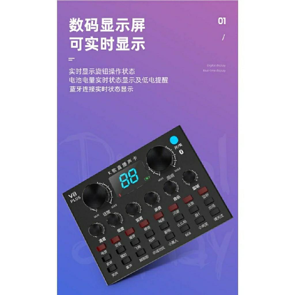 V8 Plus Sound Card System Set with Mic & Stand Audio USB Headset ...