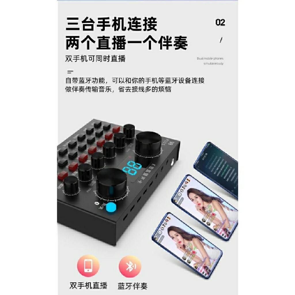 V8 Plus Sound Card System Set with Mic & Stand Audio USB Headset ...