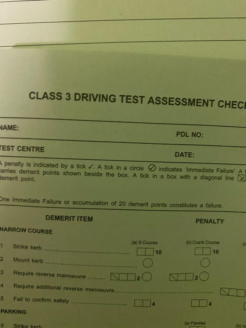 Driving Test check list, Hobbies & Toys, Books & Magazines, Assessment ...