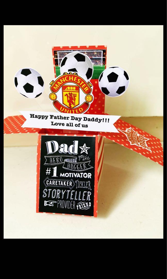 Manchester United handmade card, banner , explosion box card, Hobbies ...