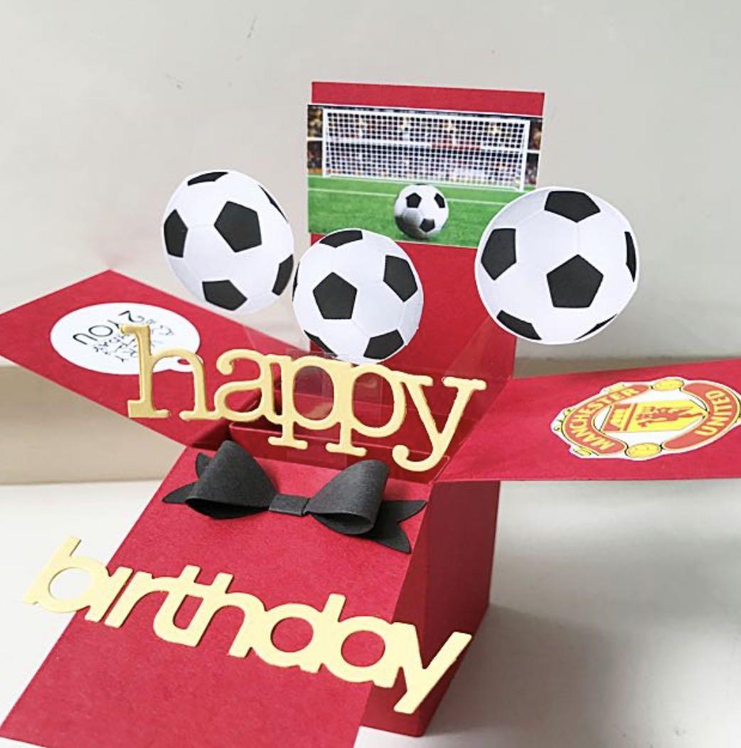 Manchester United handmade card, banner , explosion box card, Hobbies ...