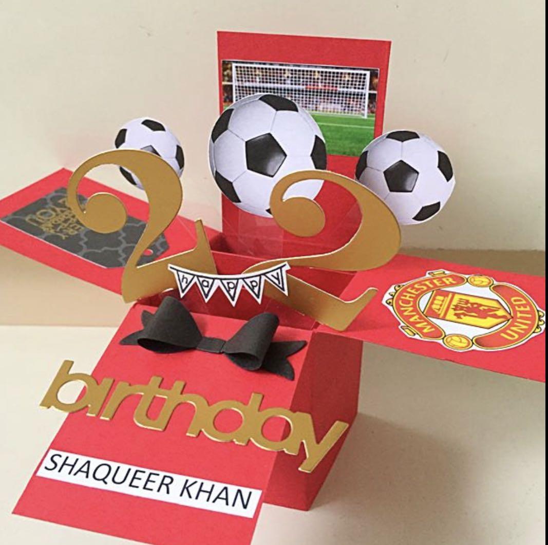 Manchester United handmade card, banner , explosion box card, Hobbies ...