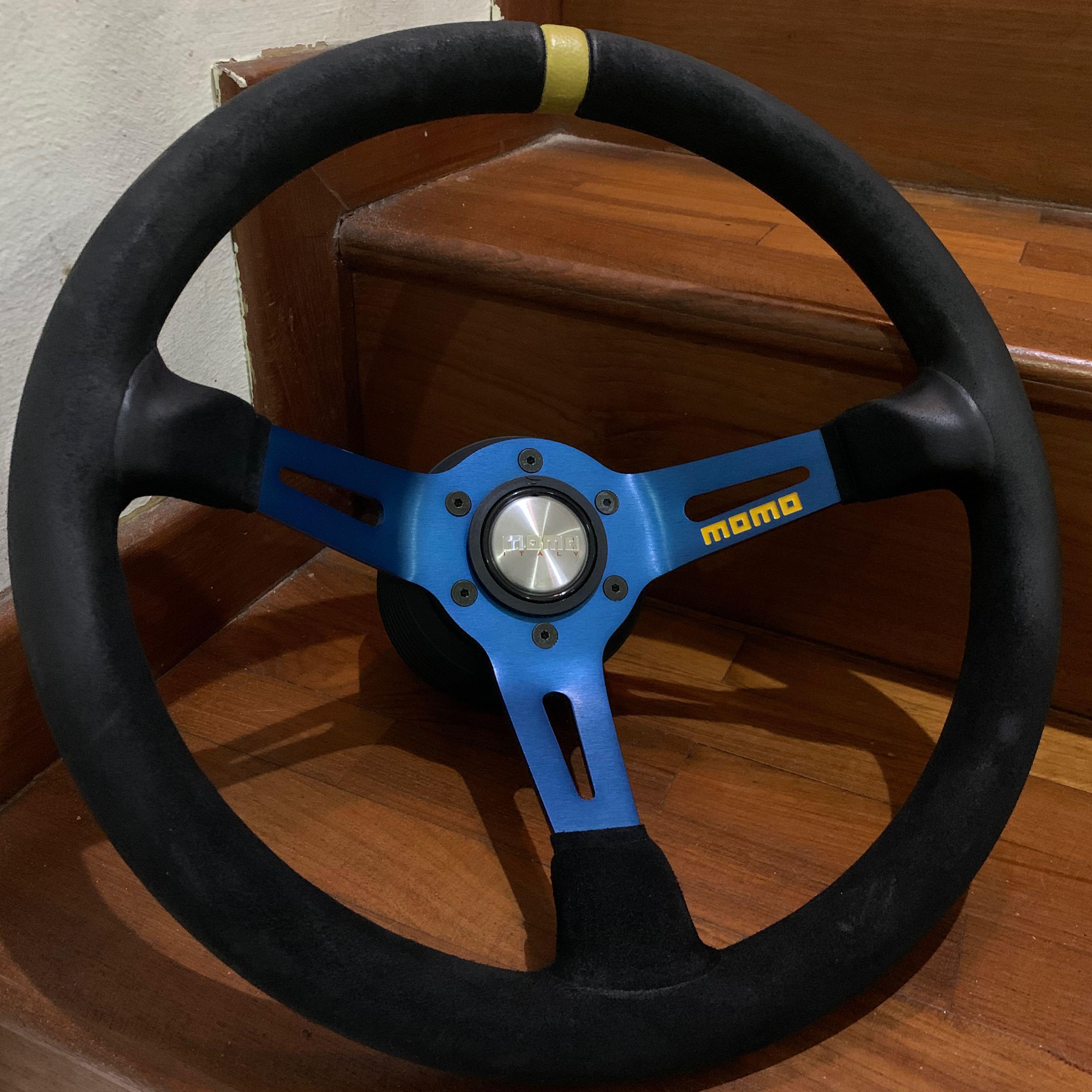 Original MOMO steering wheel with boss kit, Car Accessories, Accessories on Carousell
