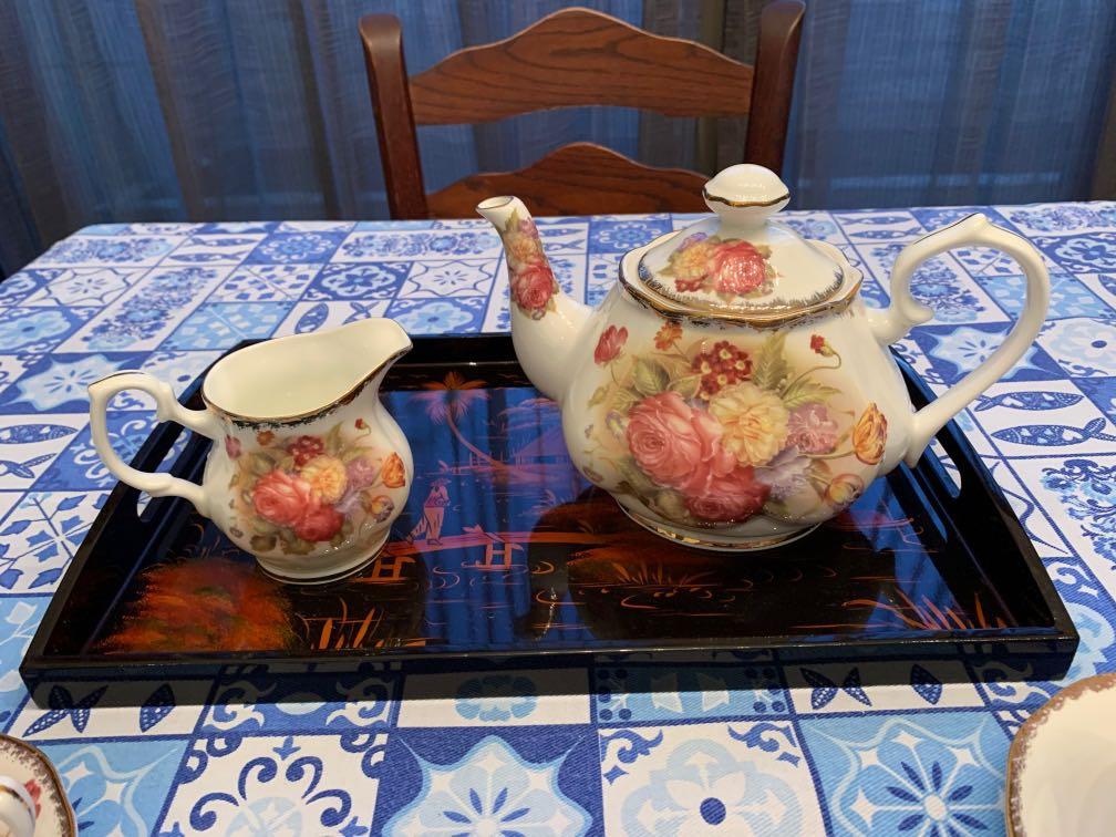 Traditional Floral Pattern Tea Set, Furniture & Home Living ...