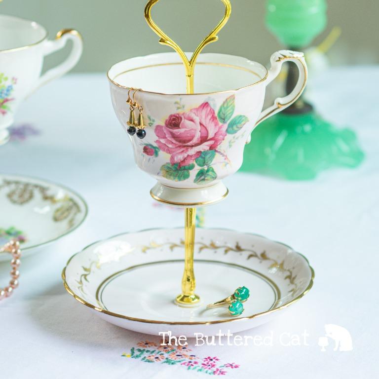 Vintage teacup trinket and jewelry stands / holder, Furniture & Home ...
