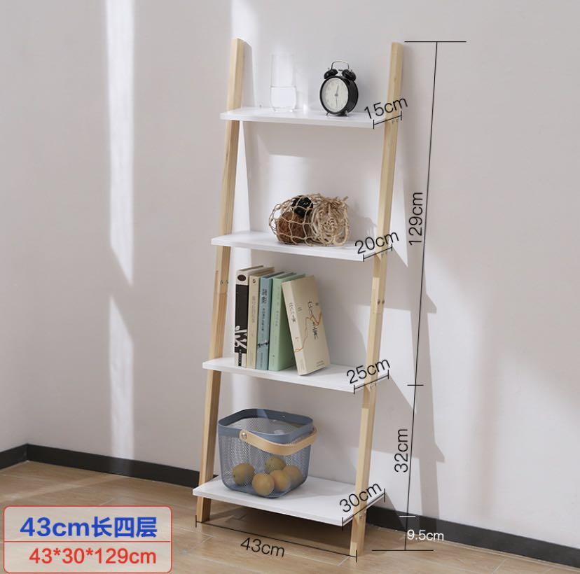 Wood white wall ladder shelf minimalist, Furniture, Shelves & Drawers ...