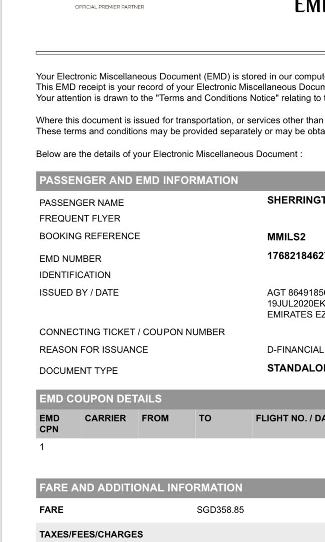 Emirates Flight Voucher $358, Tickets & Vouchers, Store Credits on ...