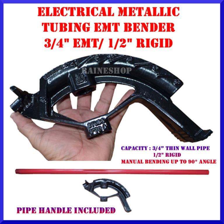EMT Tube Bender Conduit Bender 3/4" EMT 1/*2" Rigid with Pipe Handle ...