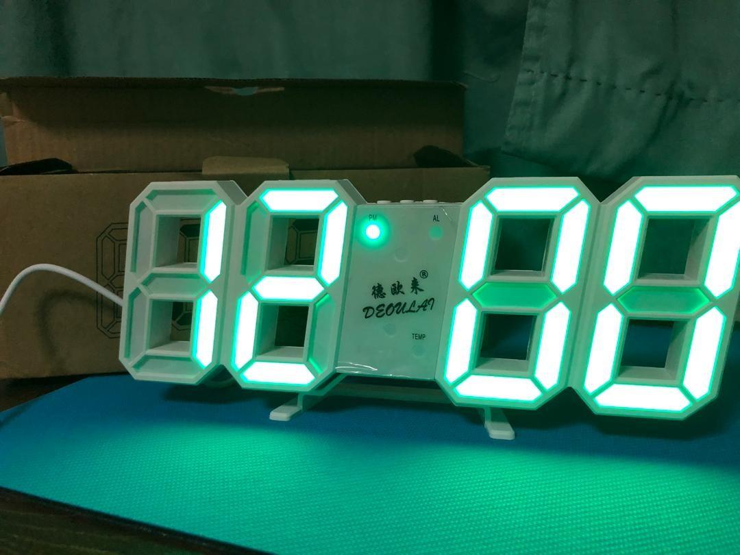 LED digital clock (Green), Furniture & Home Living, Home Decor, Clocks ...