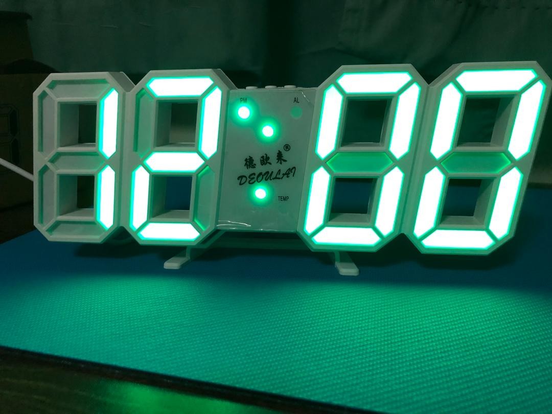 LED digital clock (Green), Furniture & Home Living, Home Decor, Clocks ...