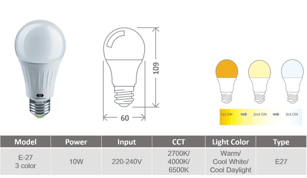 LED Light bulb (3 color), E27 bulb, Furniture & Home Living, Lighting ...
