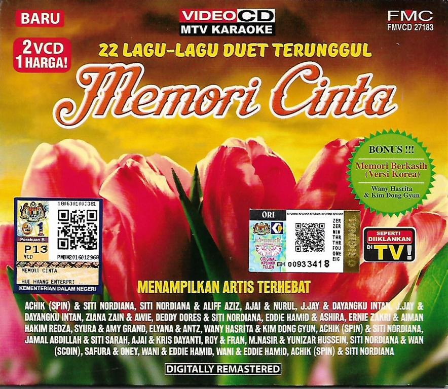 Memori Cinta 2VCD MTV Karaoke Wany Hasrita Kim Dong Gyun Siti Nordiana Achik (Spin) Ajai Kris ...