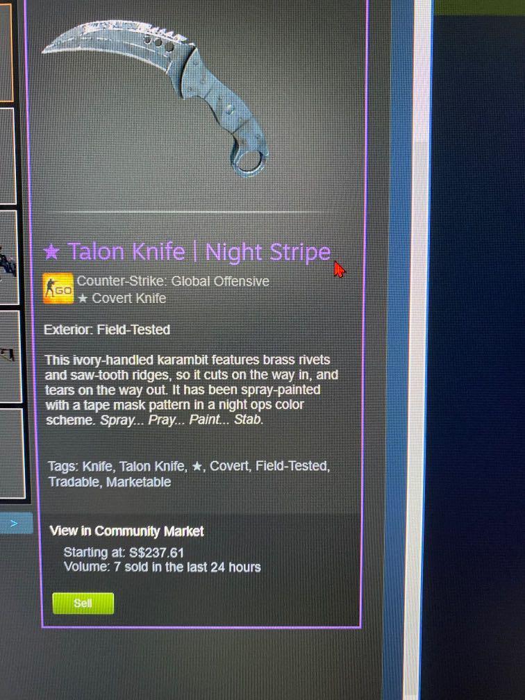 Night Stripe Talon Knife FT, Toys & Games, Video Gaming, Video Games on ...