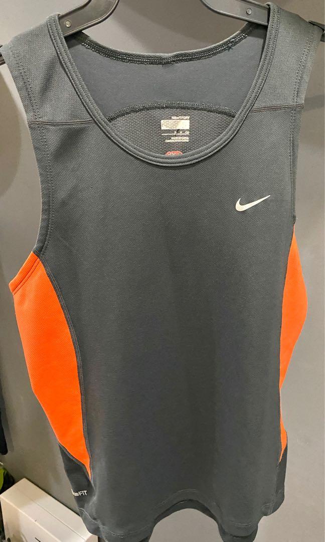 Nike Singlet - Black / Orange Running, Men's Fashion, Activewear on ...