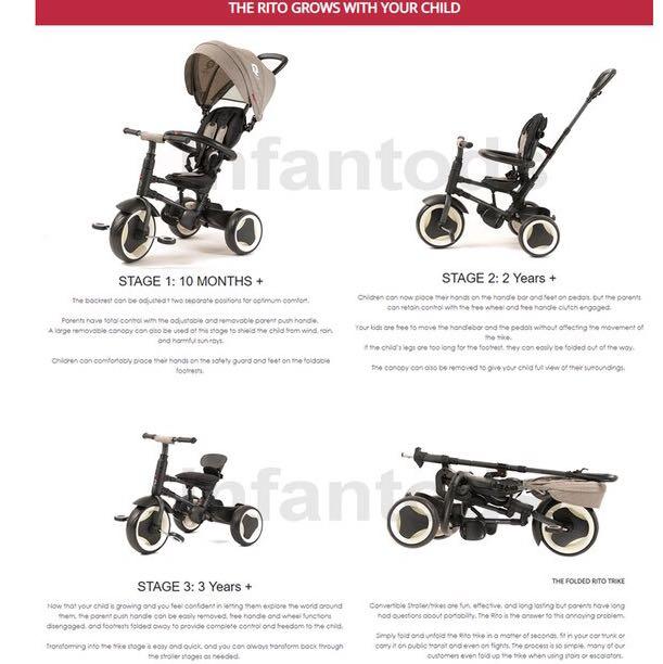 QPlay RITO 3 in 1 multi functions Easy Fold Children Tricycle, Babies ...