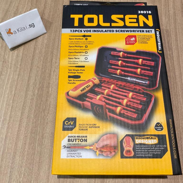 Tolsen 38016 13PCS VDE INSULATED SCREWDRIVER SET, Furniture & Home Living, Home Improvement ...