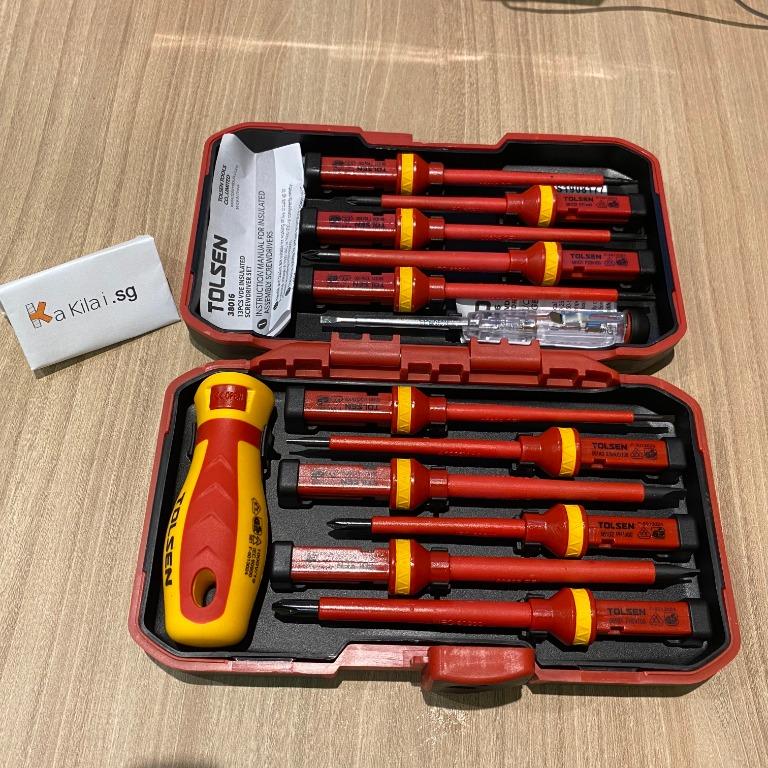 Tolsen 38016 13PCS VDE INSULATED SCREWDRIVER SET, Furniture & Home Living, Home Improvement ...