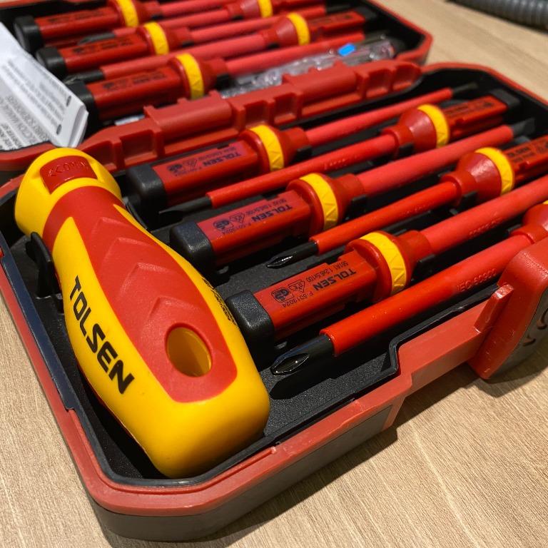 Tolsen 38016 13PCS VDE INSULATED SCREWDRIVER SET, Furniture & Home Living, Home Improvement ...