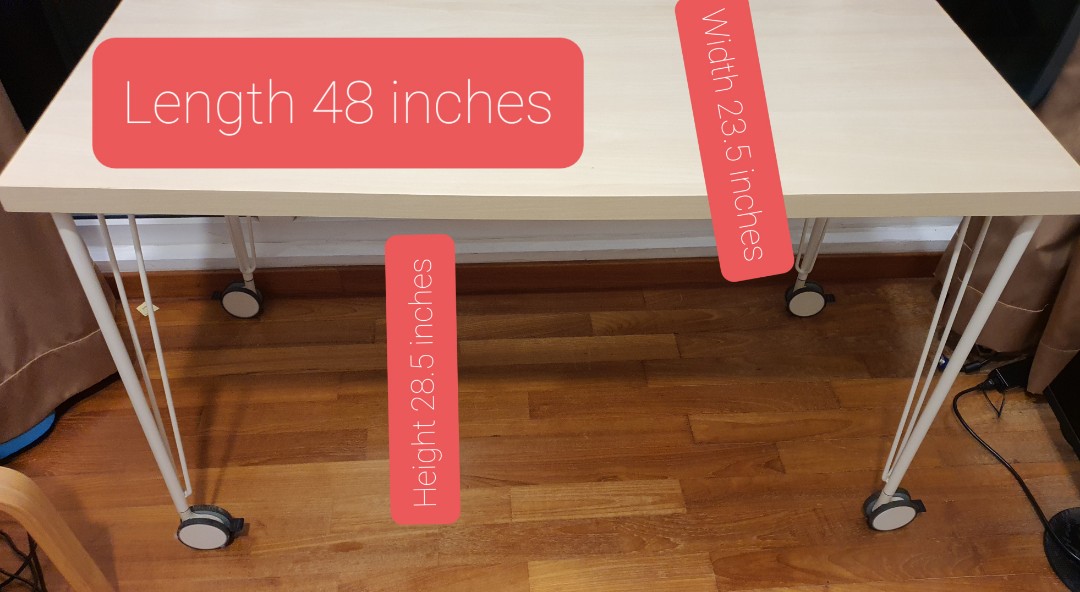 Wooden table with wheels, Furniture & Home Living, Furniture, Tables ...