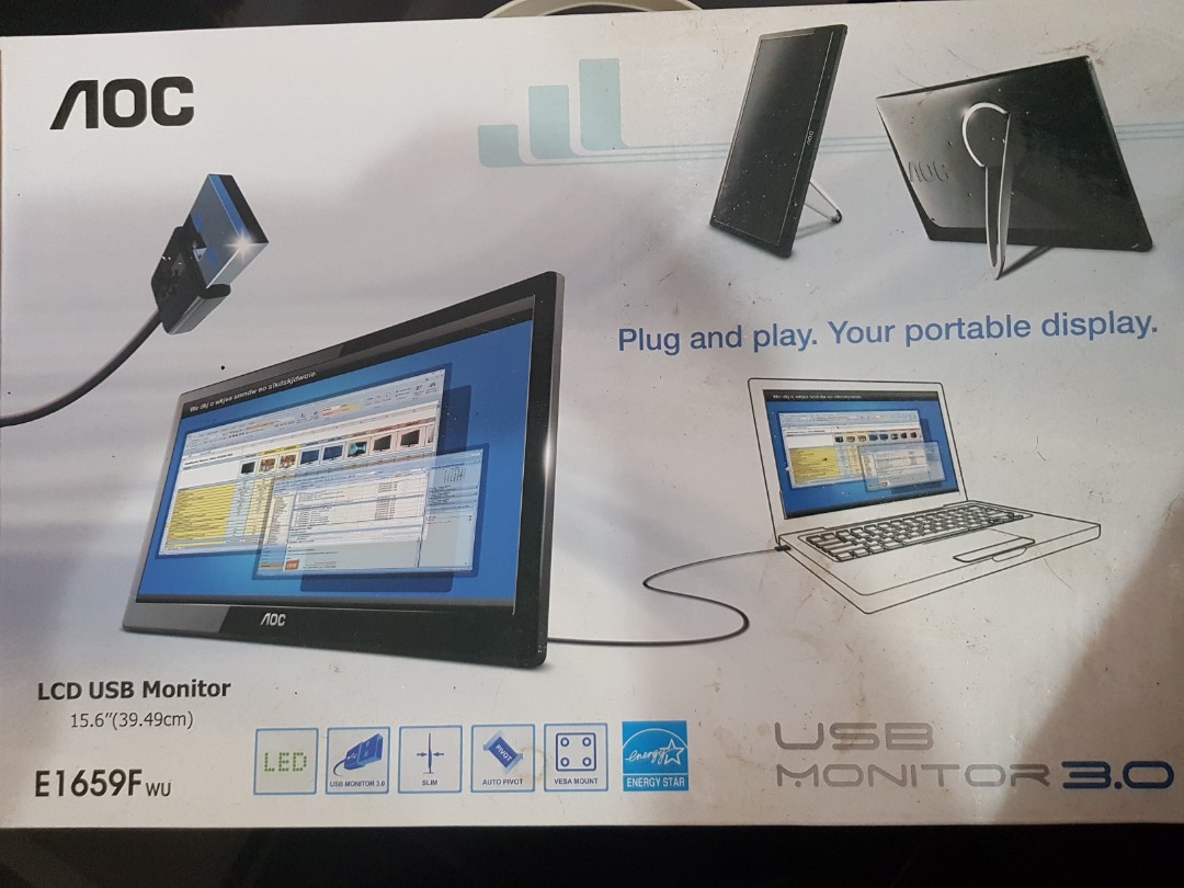 AOC USB monitor, Computers & Tech, Parts & Accessories, Monitor Screens on Carousell