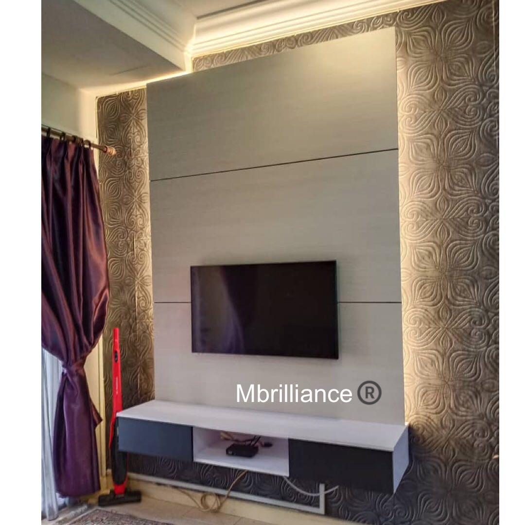 Built in tv console with feature wall, Furniture & Home Living ...