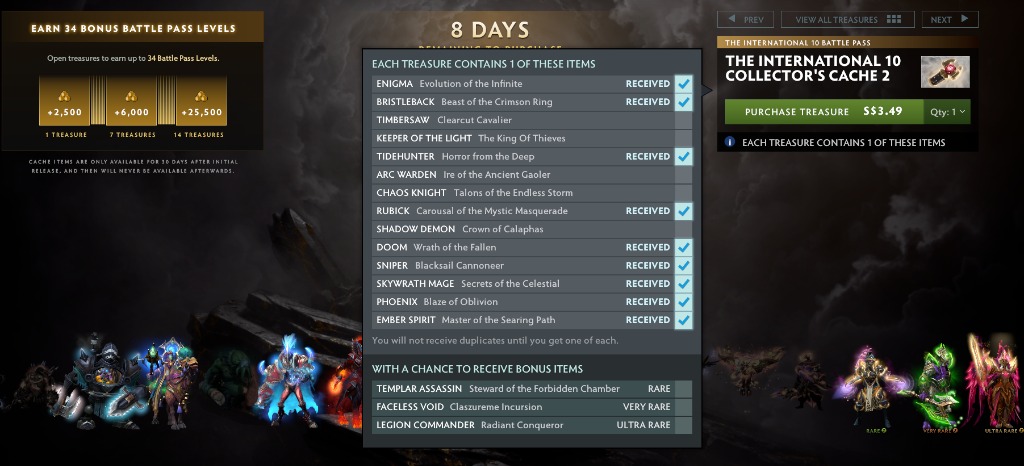 DotA 2 TI10 collector cache 2, Toys & Games, Video Gaming, In-Game ...