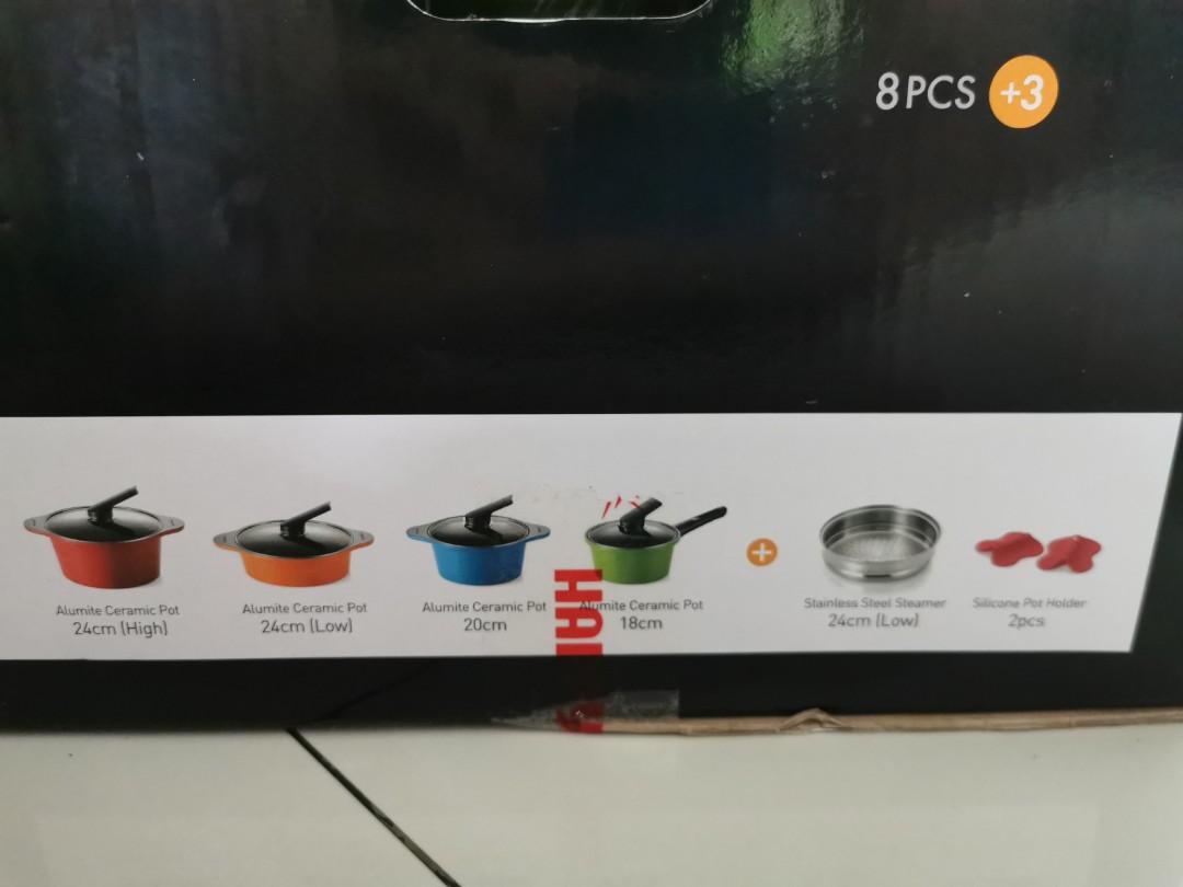 Happycall set, 8+3 pcs, Alumite Ceramic Pot set, Furniture & Home ...