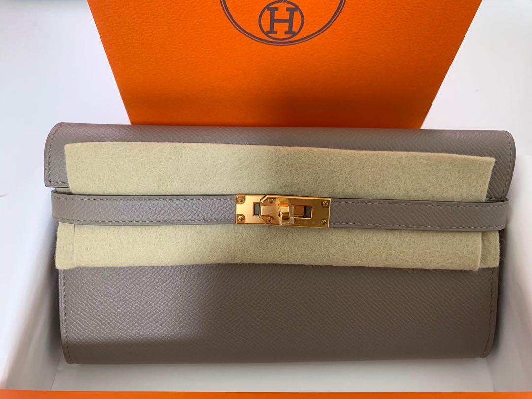 Hermes Kelly Classic Wallet in rare Gris Asphalt & gold hardware ...