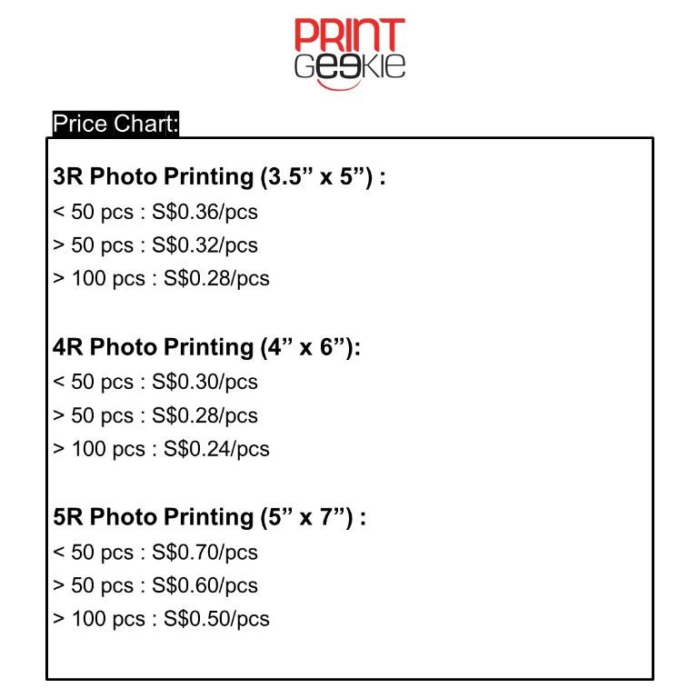 Photo Printing Service (2R,3R, 4R, 5R, 6R, S8R) - PrintGeekie, Hobbies ...