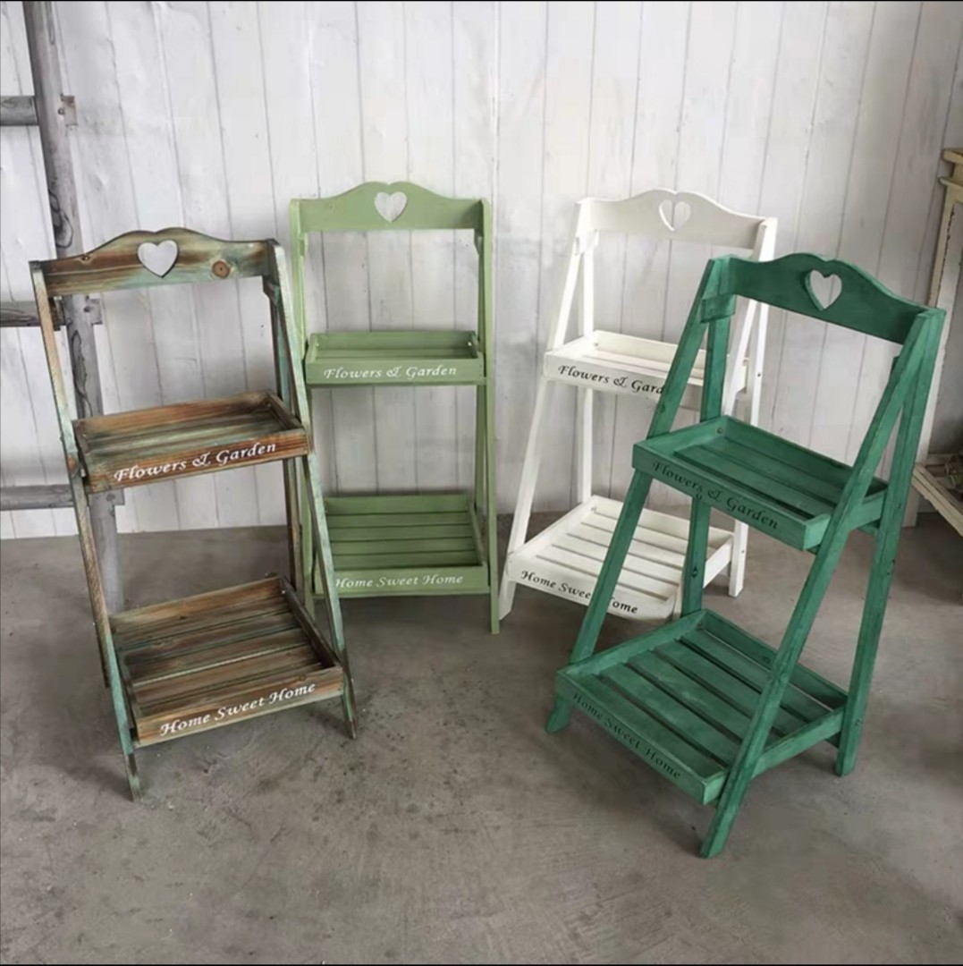 Rustic Plant Stand Wood Flower Holder Display Potted Rack, Furniture ...