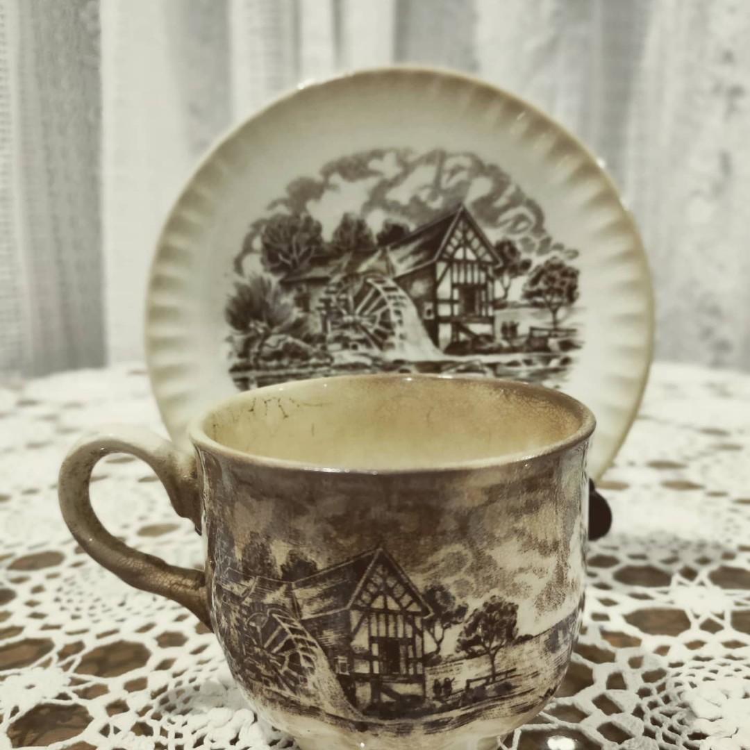 Antique English Country Life Cup and Saucer, Furniture & Home Living ...