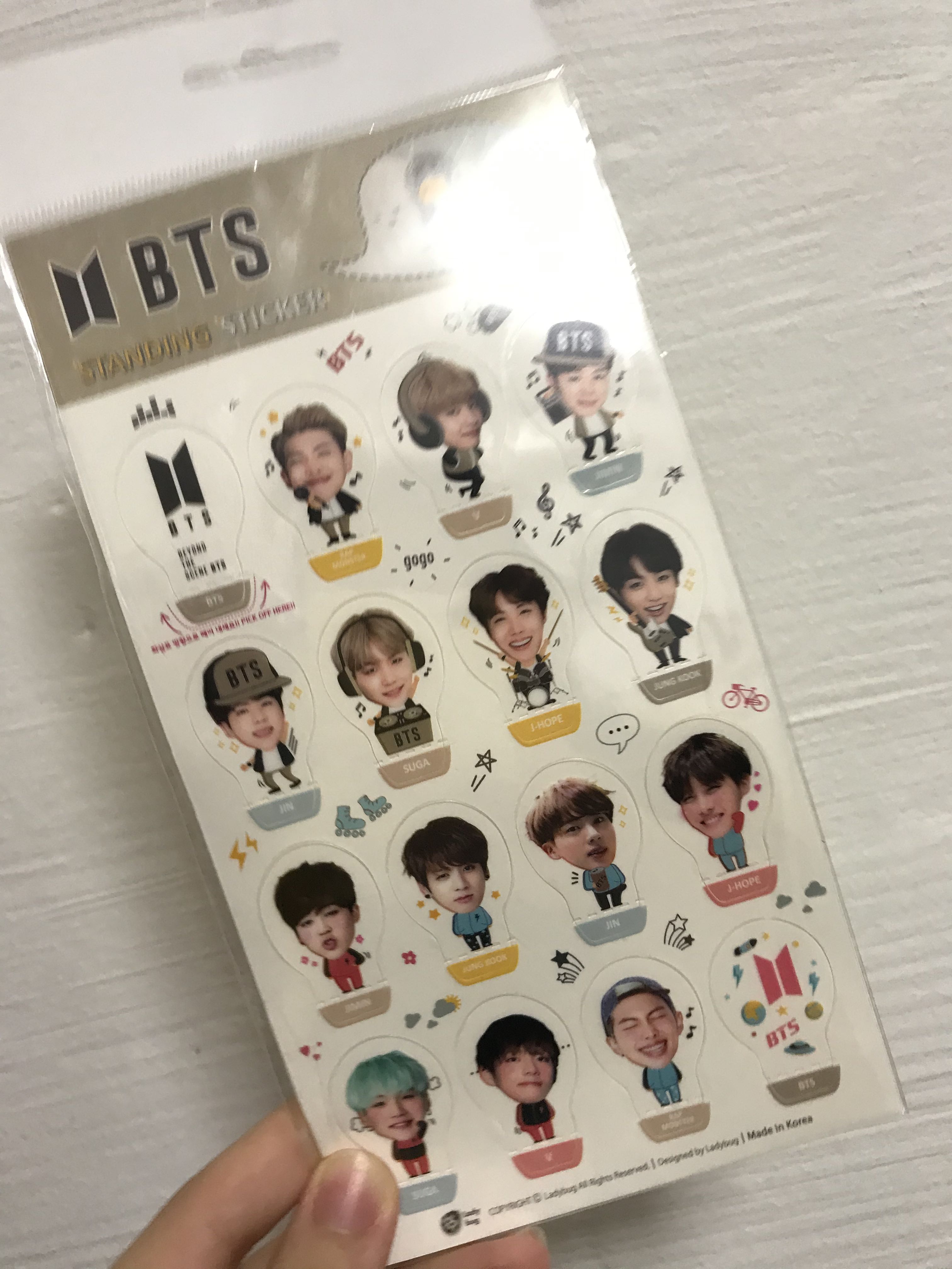BTS standing Sticker, Hobbies & Toys, Memorabilia & Collectibles, Fan ...