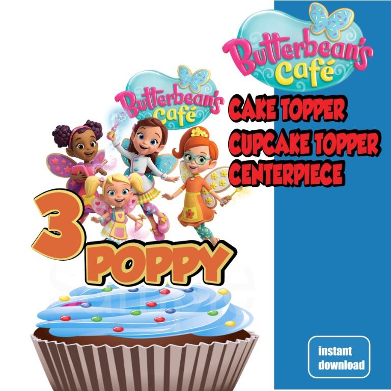 Butterbean's Cafe Cake Topper, Cupcake Topper, Birthday party ...
