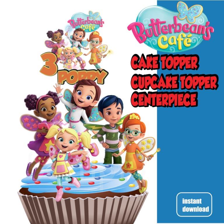 Butterbean's Cafe Cake Topper, Cupcake Topper, Birthday party ...