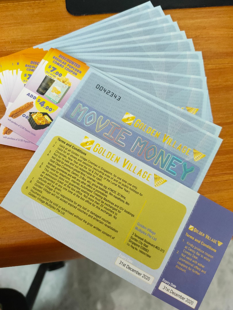 Golden Village Movie Ticket Voucher, Tickets & Vouchers, Vouchers on ...