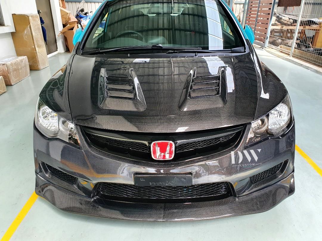 Honda Civic FD / FD2R Carbon fiber JS Racing Bonnet / Front lip ...