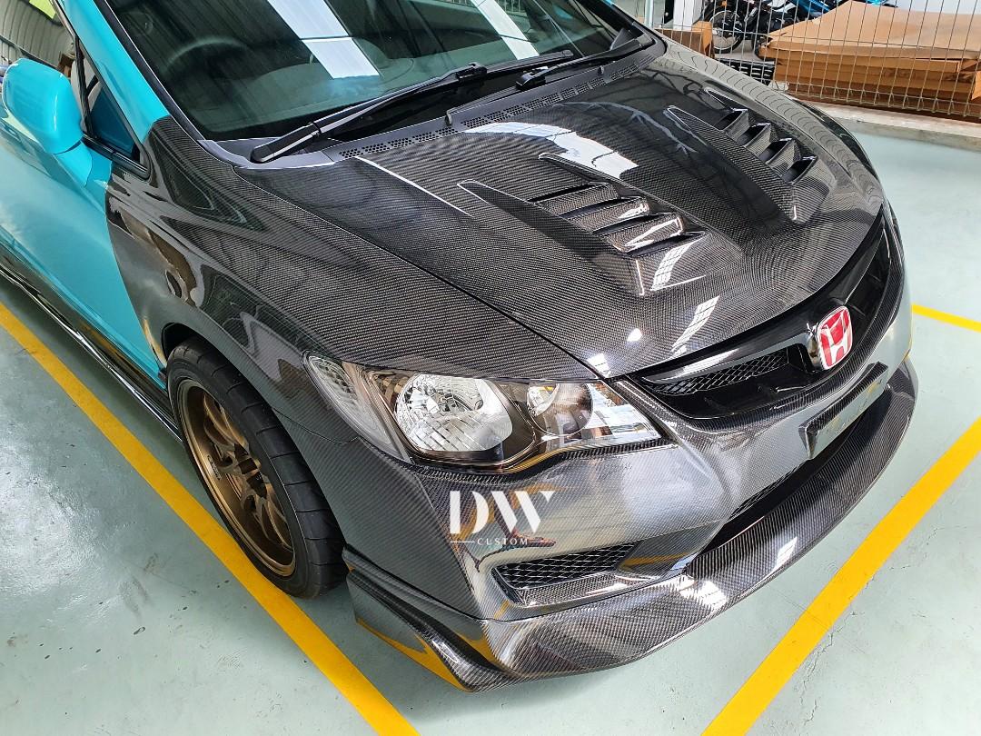 Honda Civic FD / FD2R Carbon fiber JS Racing Bonnet / Front lip ...