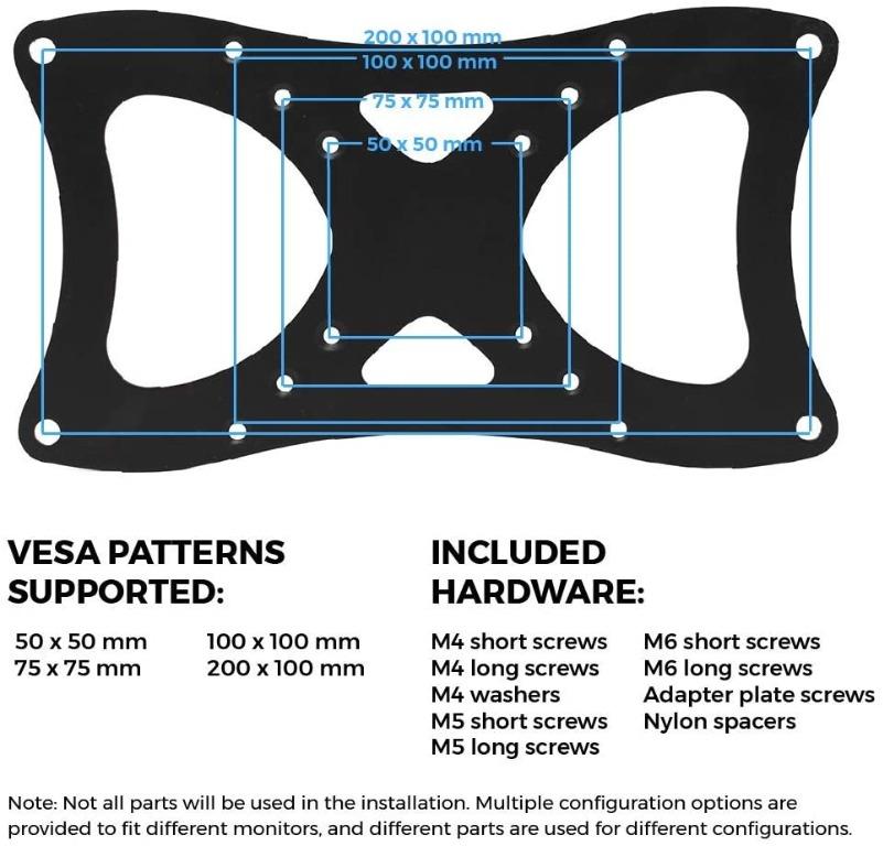 HumanCentric VESA Mount Adapter Plate for 200 x 100 mm VESA Patterns ...