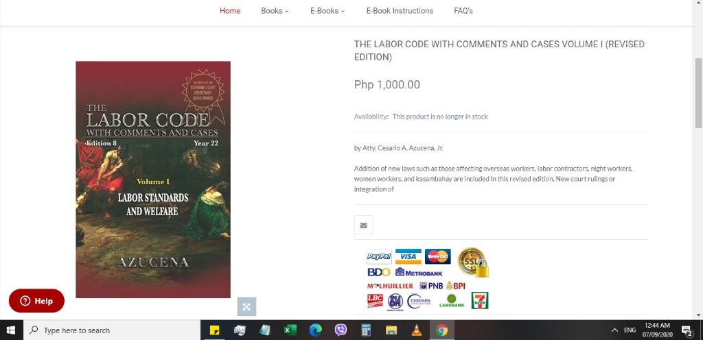 The Labor Code with Comments and Cases, Volume I by Cesario Azucena ...