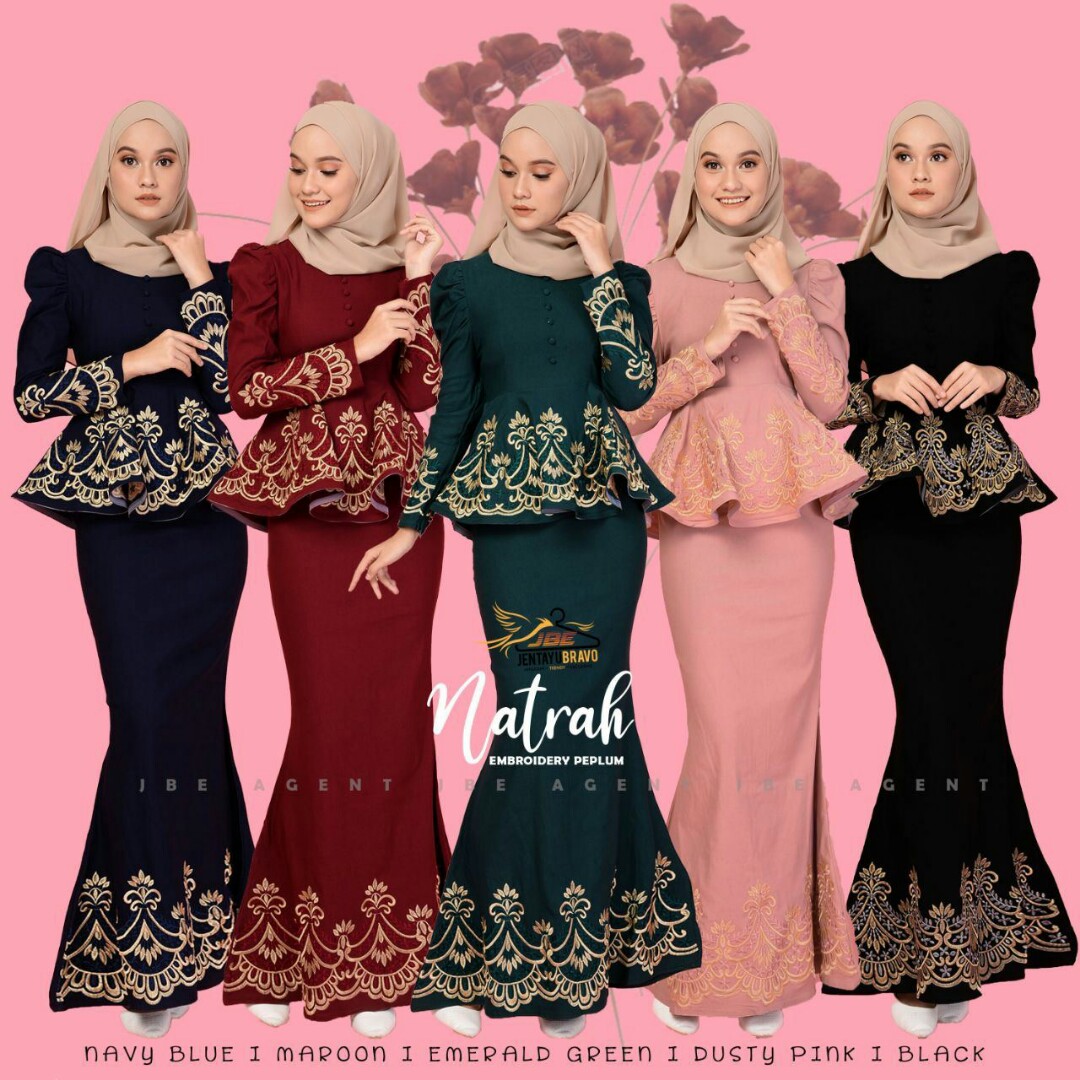 Natrah embroidery peplum, Women's Fashion, Muslimah Fashion, Baju ...