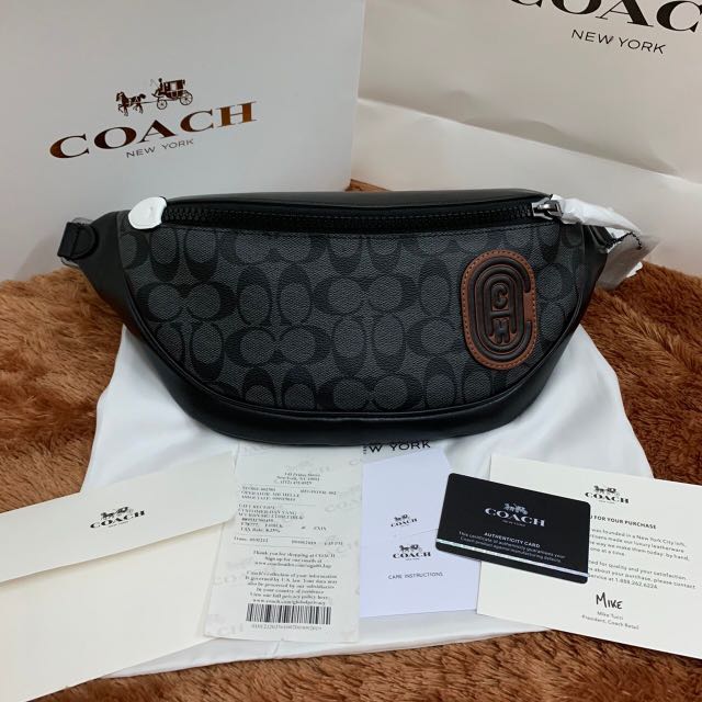 TAS WAISTBAG PRIA COWOK COACH RIVINGTON BELT BAG IN SIGNATURE CANVAS ...