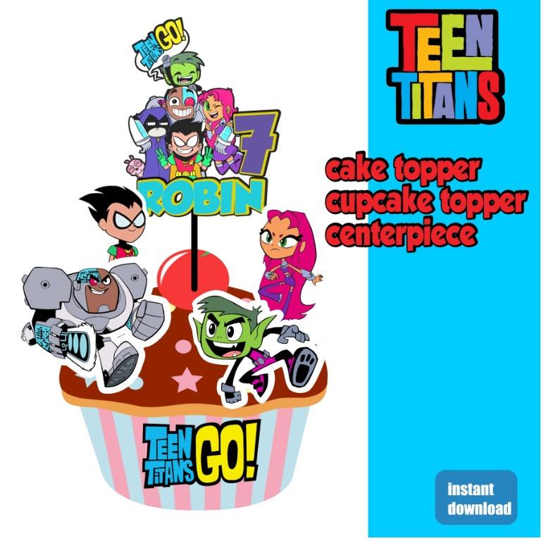 Teen Titans Cake Topper, Cupcake Topper, Birthday Party, Teen Titans ...