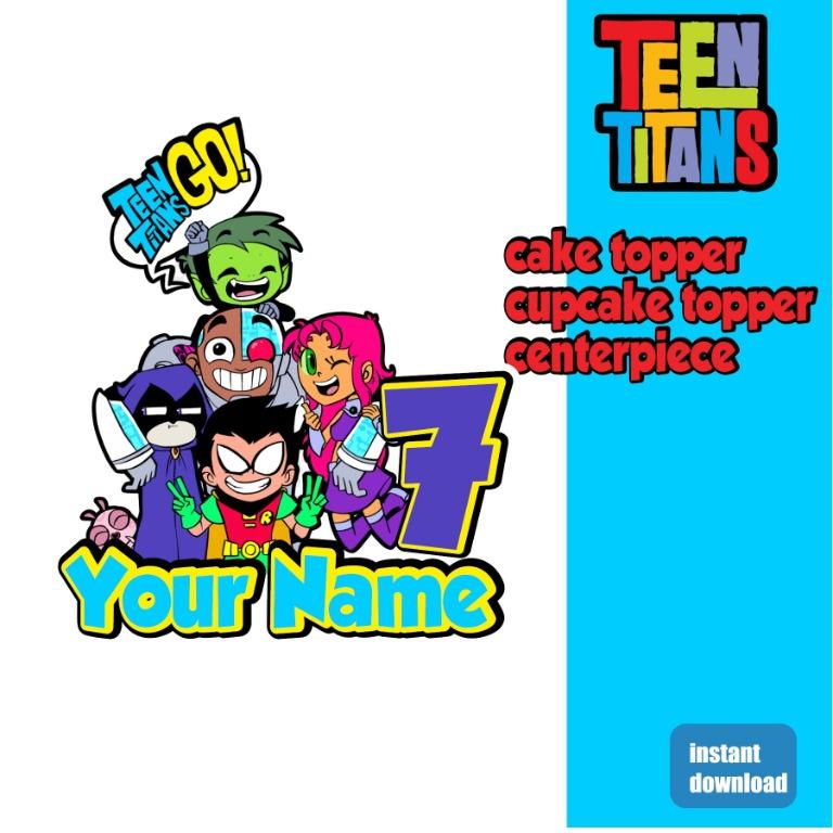 Teen Titans Cake Topper, Cupcake Topper, Birthday Party, Teen Titans ...