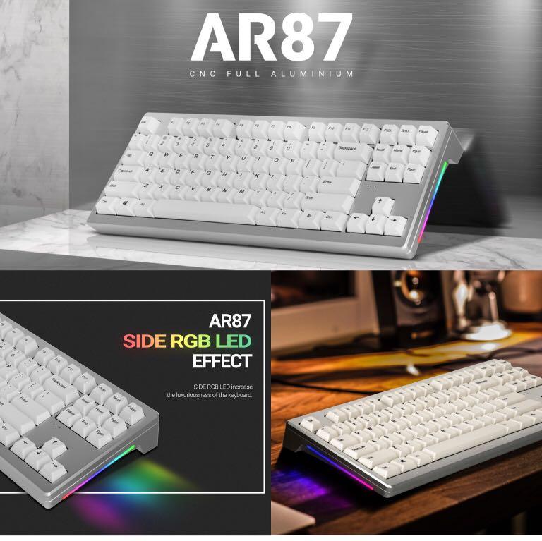ABKONCORE - AR87 CNC Full Aluminium Cherry MX Switch Dye-Sublimated PBT Texture, 電子產品, 其他 ...