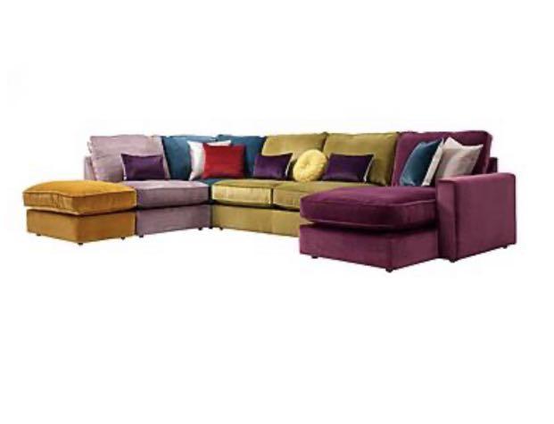 Beautiful Colourful Velvet Modular Sofa, Furniture & Home Living ...