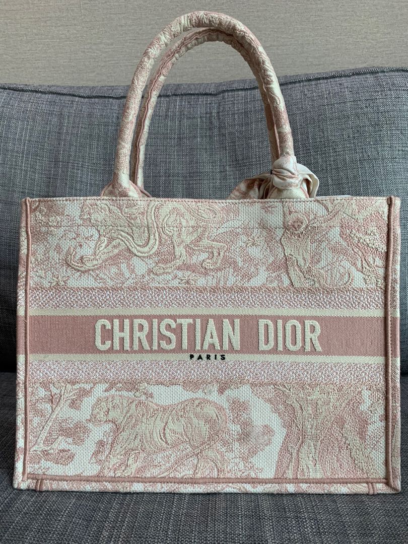 Dior Small Book Tote in Pink Tdj print, Women's Fashion, Bags & Wallets ...