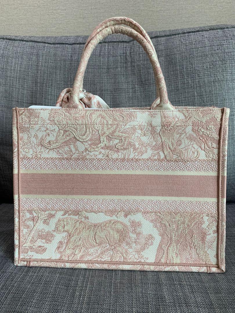 Dior Small Book Tote in Pink Tdj print, Women's Fashion, Bags & Wallets ...