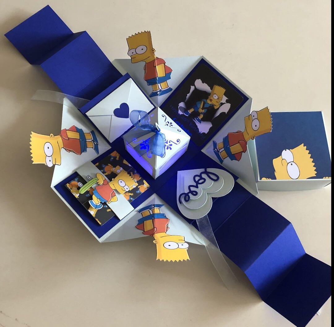 Customised cartoon explosion box with lighthouse , pull tab in blue ...